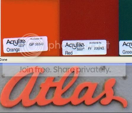 group order? laser cut Atlas cursive logo in orange plastic - Old ...
